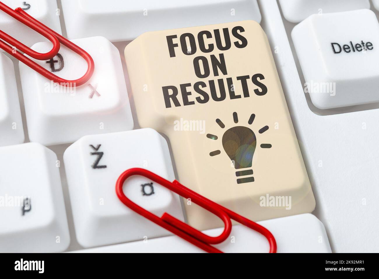 Hand writing sign Focus On Results. Concept meaning concentration on ...