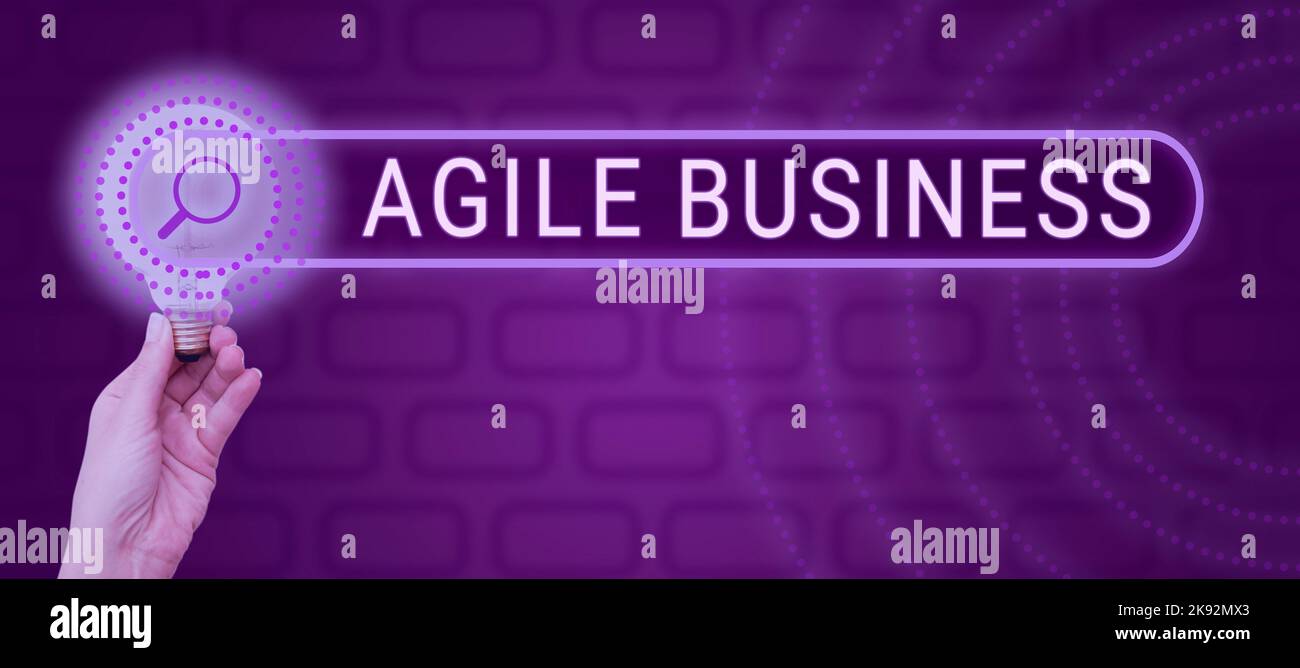 Text caption presenting Agile Business. Business approach capability of ...
