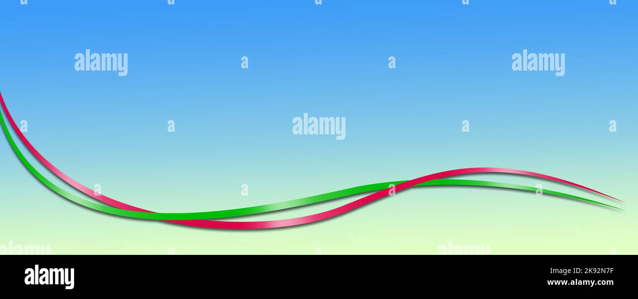 Red and green ribbon intertwined with a blue green gradient background ...