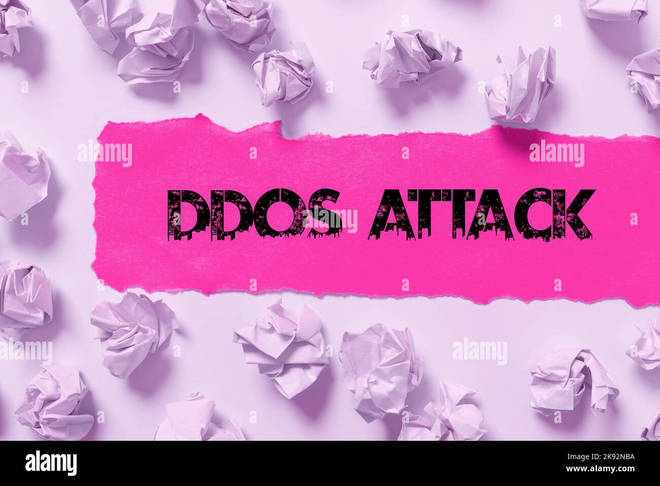 Sign displaying Ddos Attack. Word Written on disturbed access to the ...