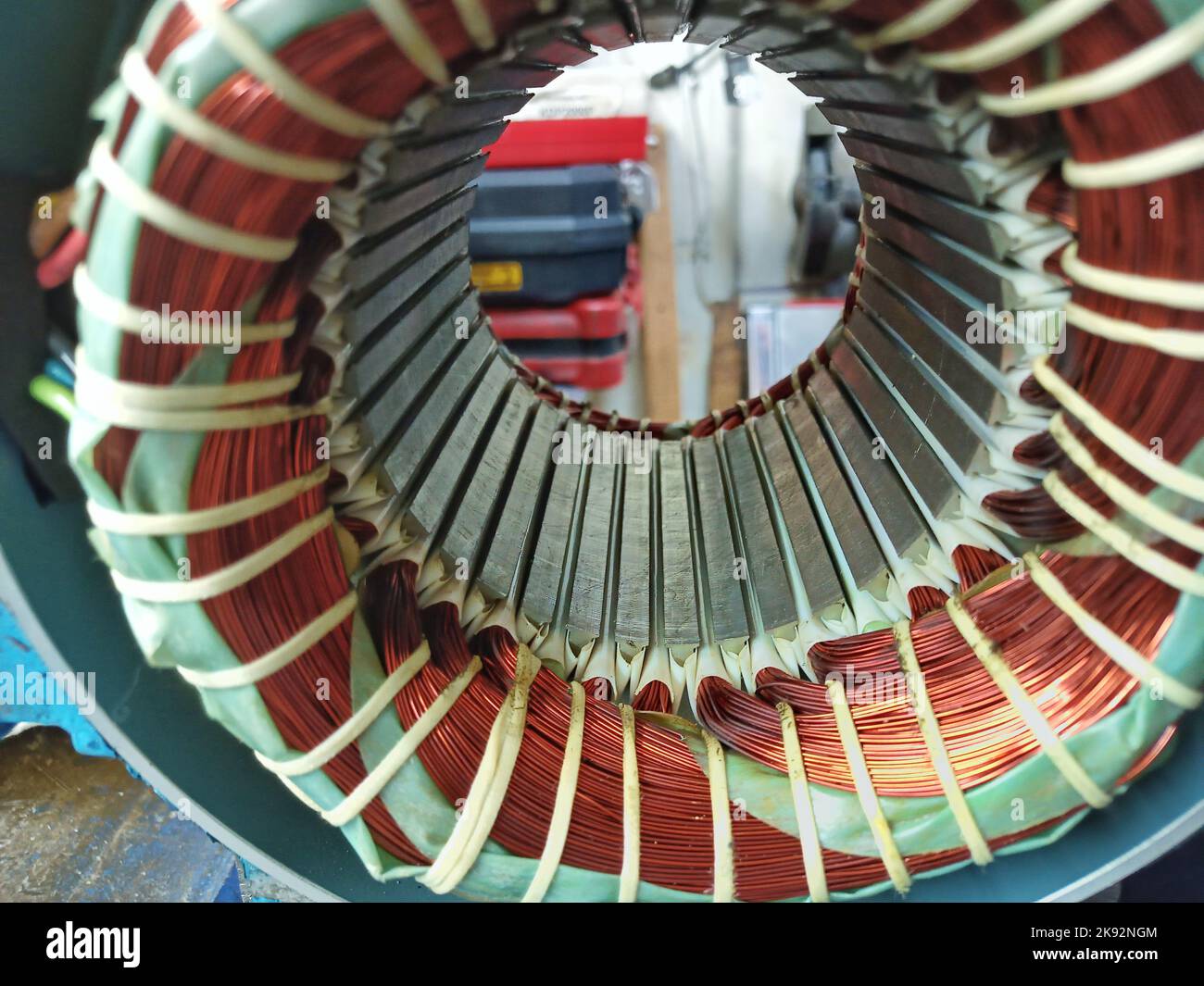 Close Up Shot Of An Electrical Motor Stator Winding Electrical Motor