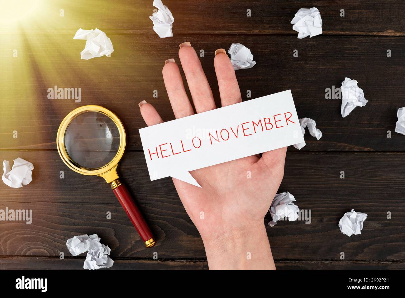 Conceptual caption Hello November. Business idea greeting used when ...