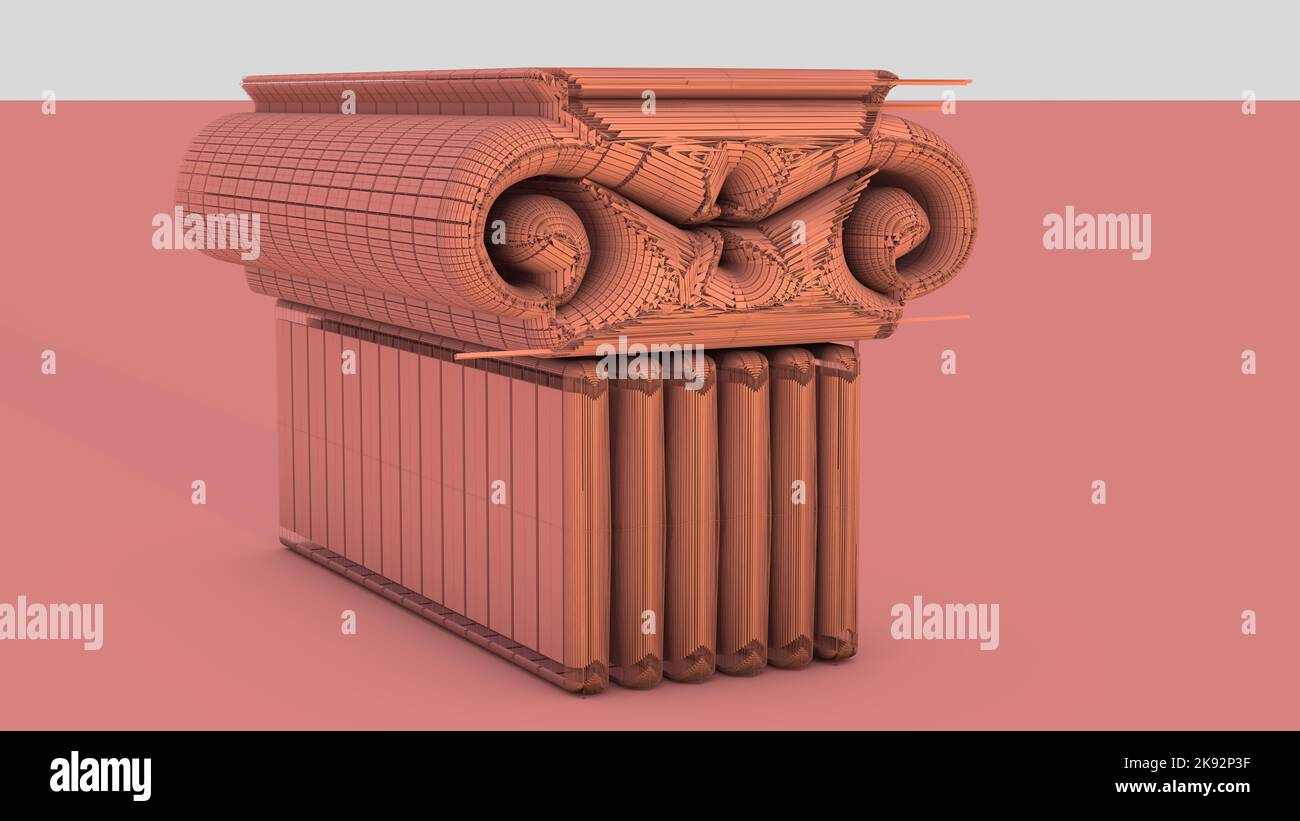 Modern 3d Illustration Of Architectural Structure Based On Archaic And Classical Greek Ionic And