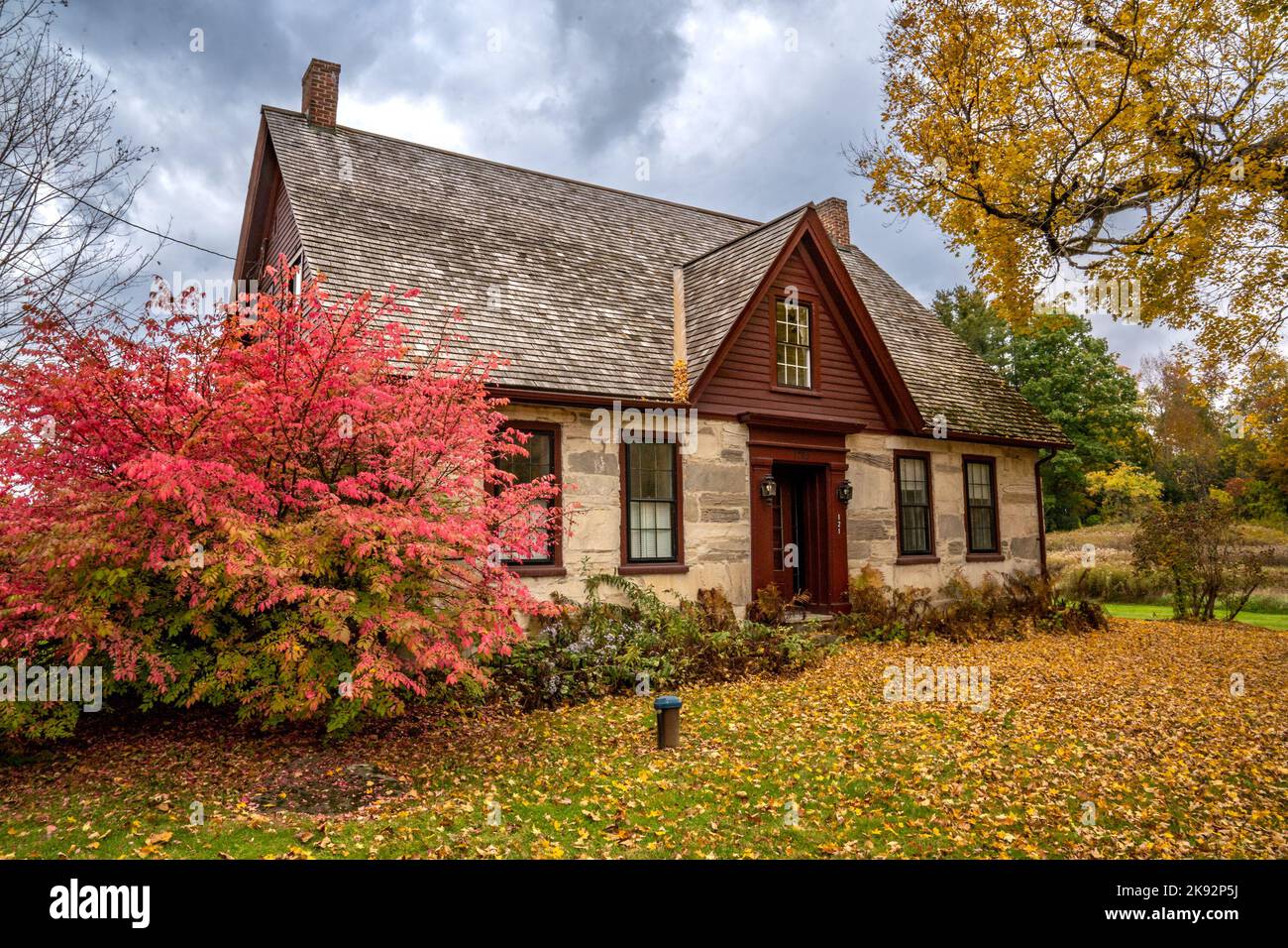Shaftsbury, VT - USA - Oct 10, 2022 Landscape autumn view of the ...