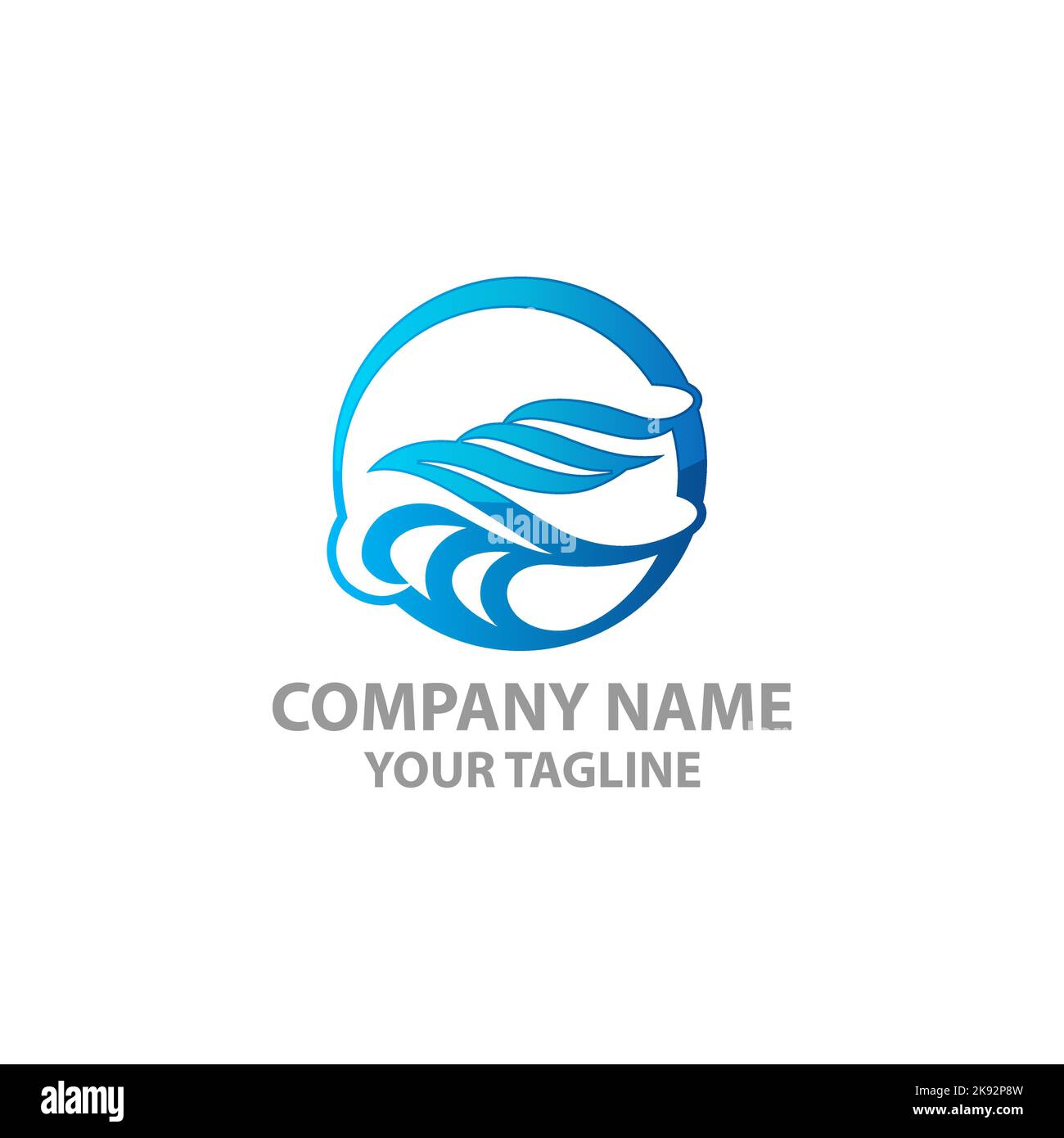 Abstract linear logotype. Wave logo flow symbol. Water flow motion aqua ...