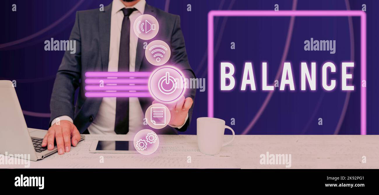 Inspiration showing sign Balance. Word for condition in which different ...