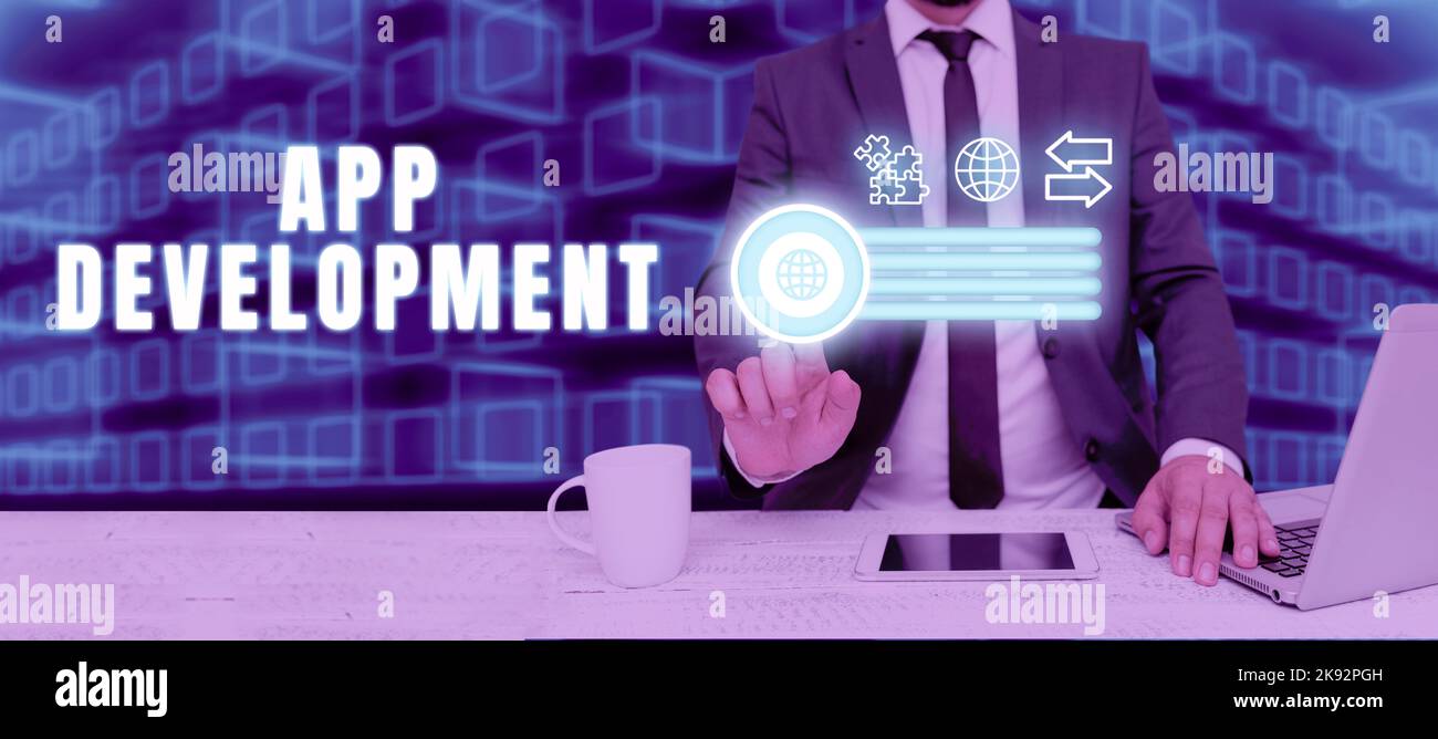 Text sign showing App Development. Business showcase producing computer ...
