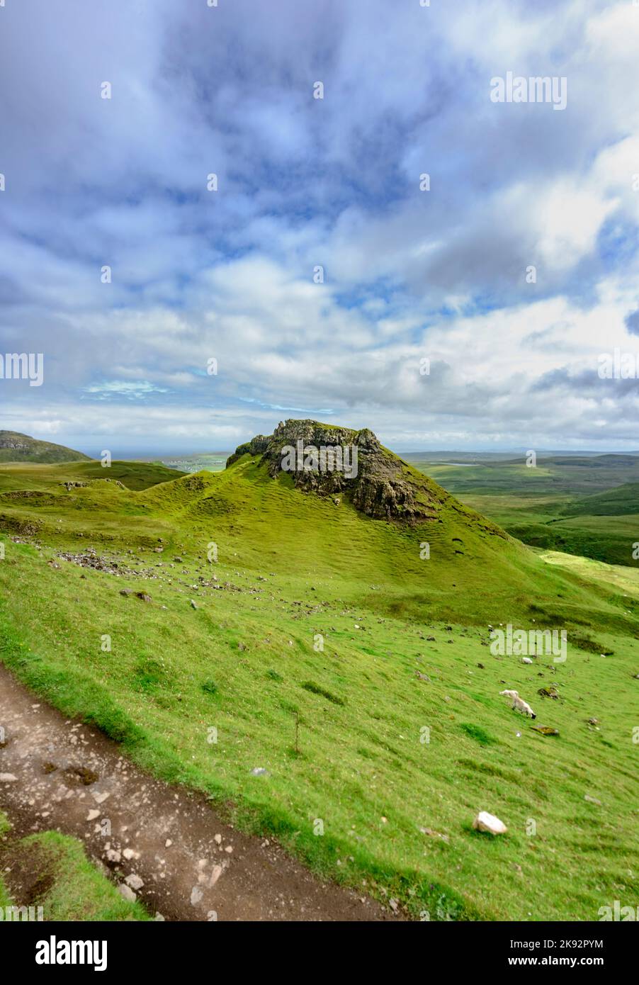 In the summertime along the pathway with beautiful green grass covered ...