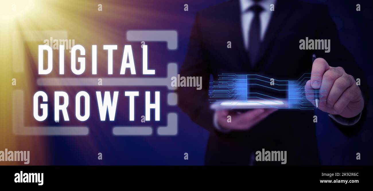 Text caption presenting Digital Growth. Business showcase early stages ...
