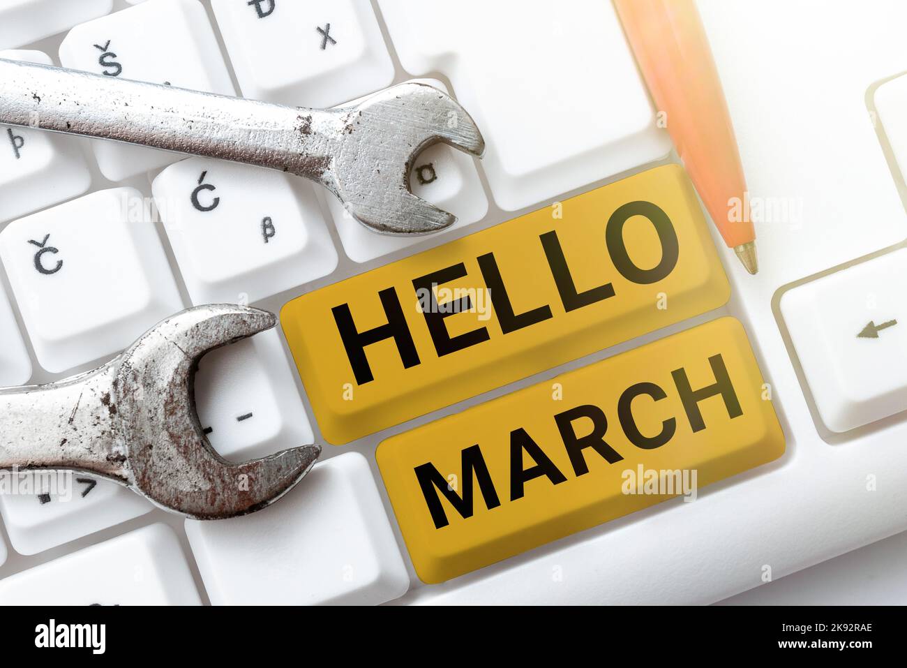 Inspiration showing sign Hello March. Internet Concept a greeting ...