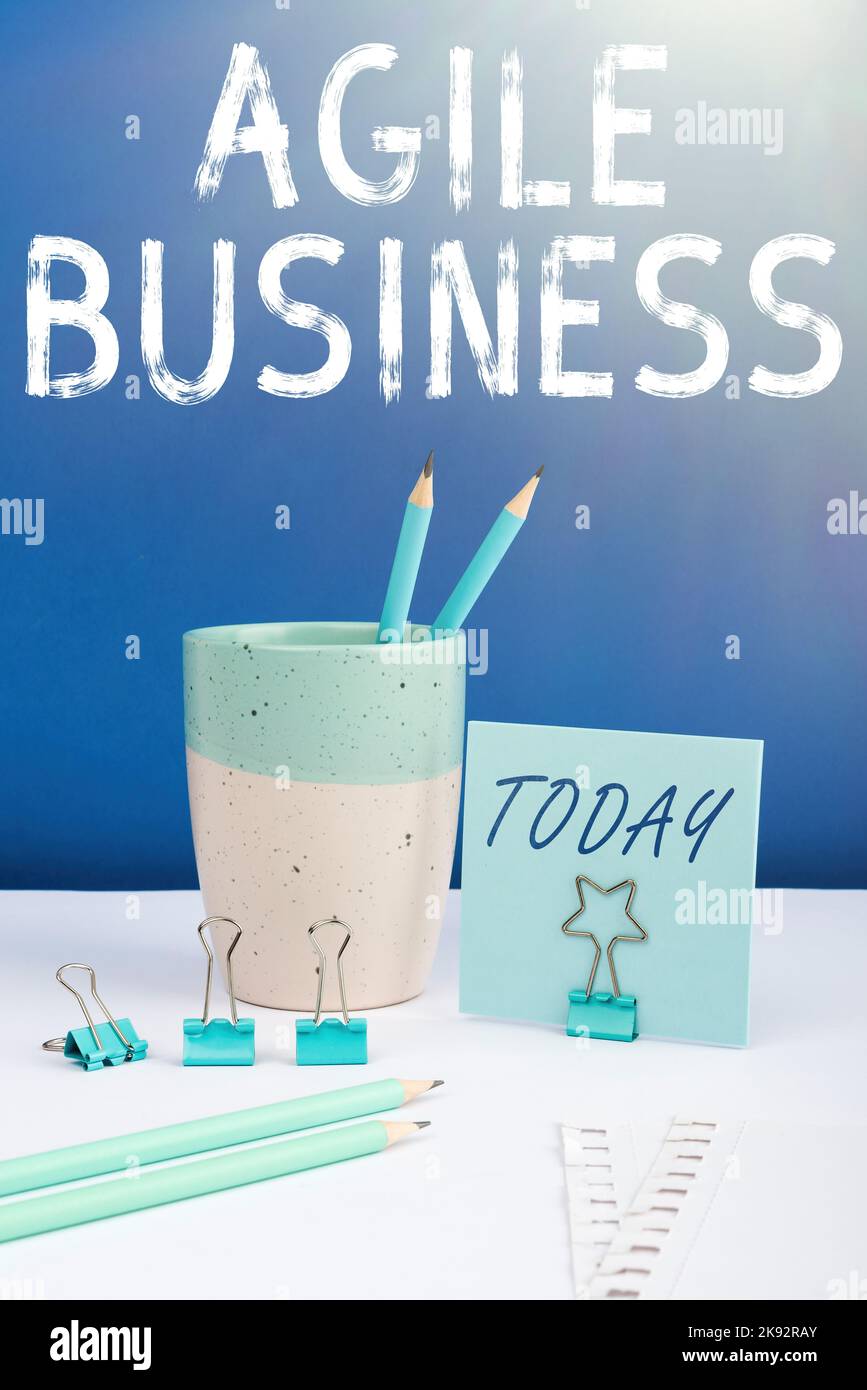 Text caption presenting Agile Business. Business idea capability of ...