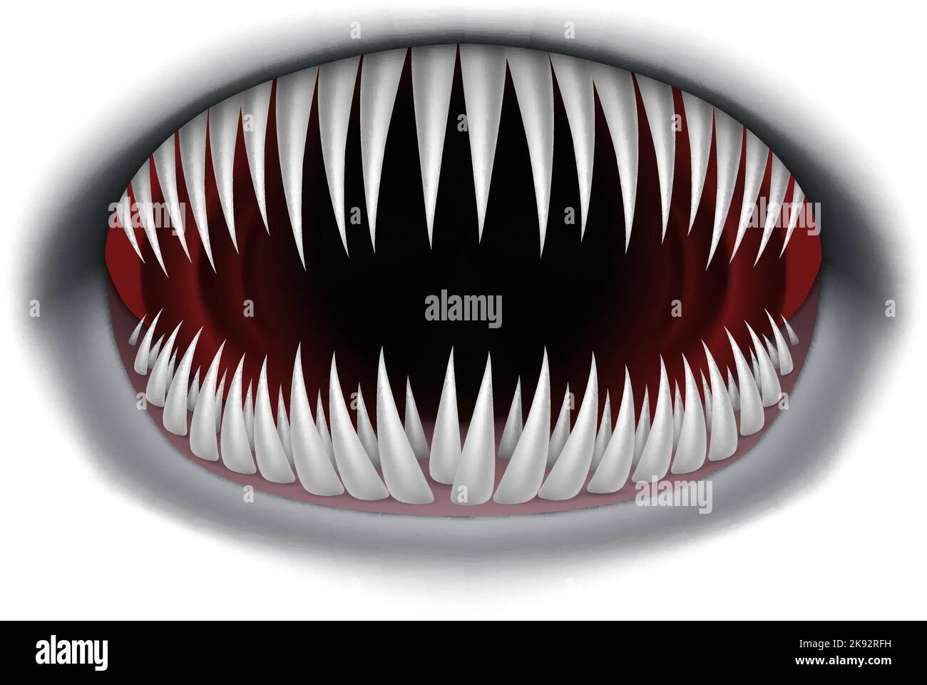 Spooky Monster Jaw Isolated on White Background. Horror background for ...