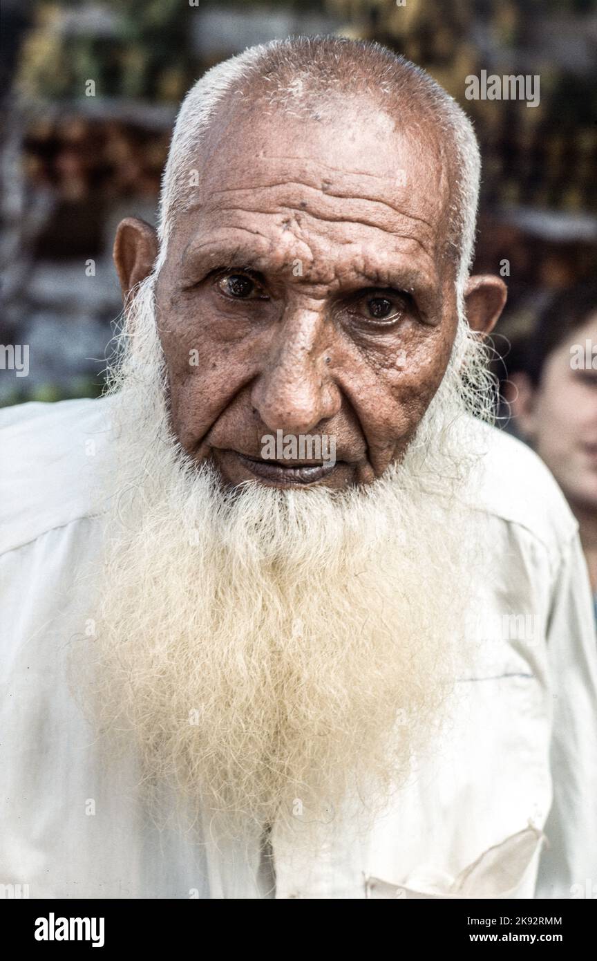 Gilgit, Pakistan - June 30, 1987: portrait of unknown elderly man with ...
