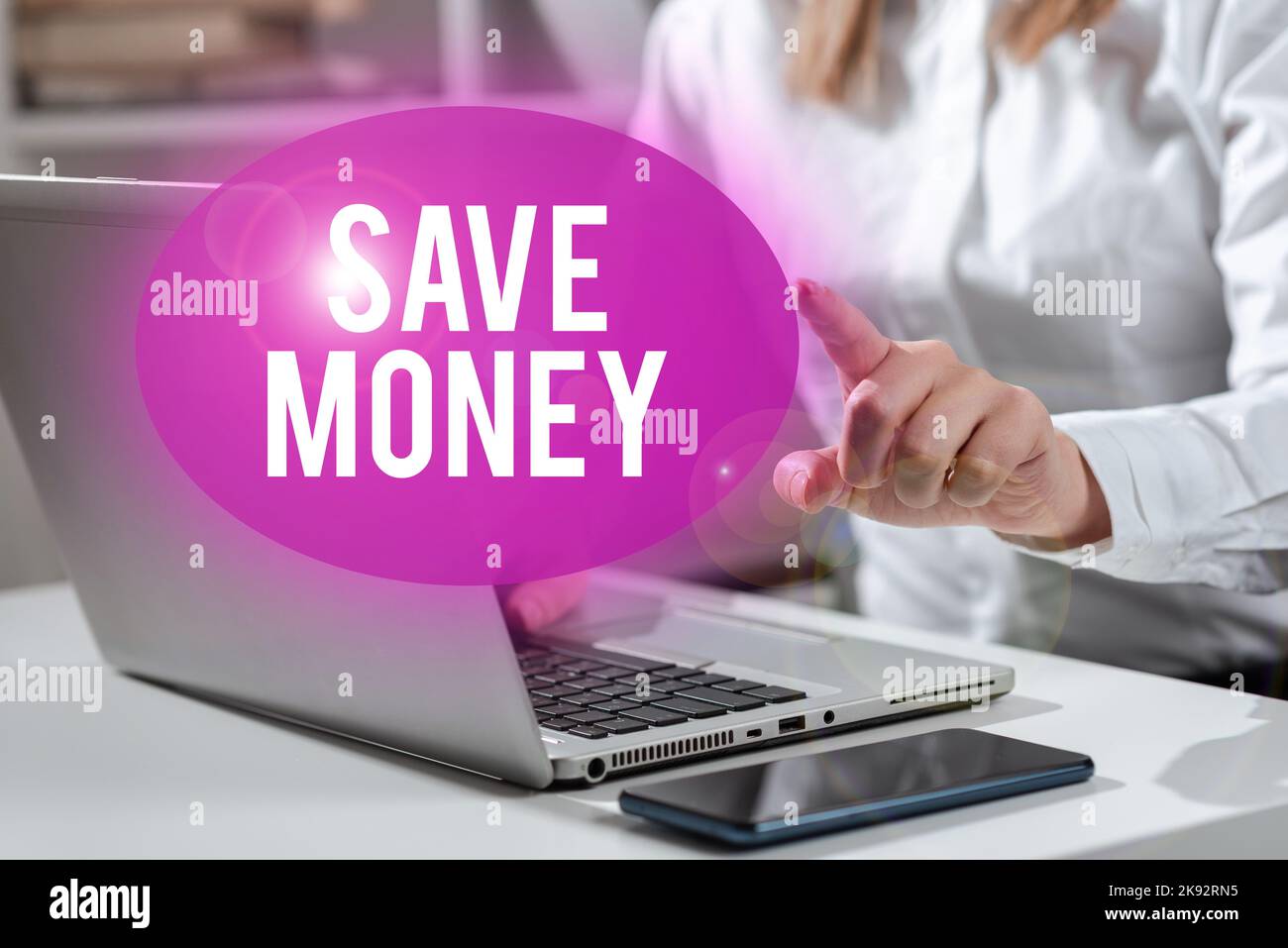 Text caption presenting Save Money. Word for store some of your cash ...
