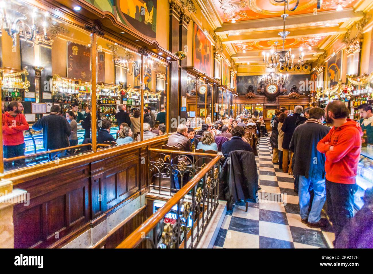 LISBON, PORTUGAL - DEC 27, 2008: people enjoy the Cafe A Brasileira in ...