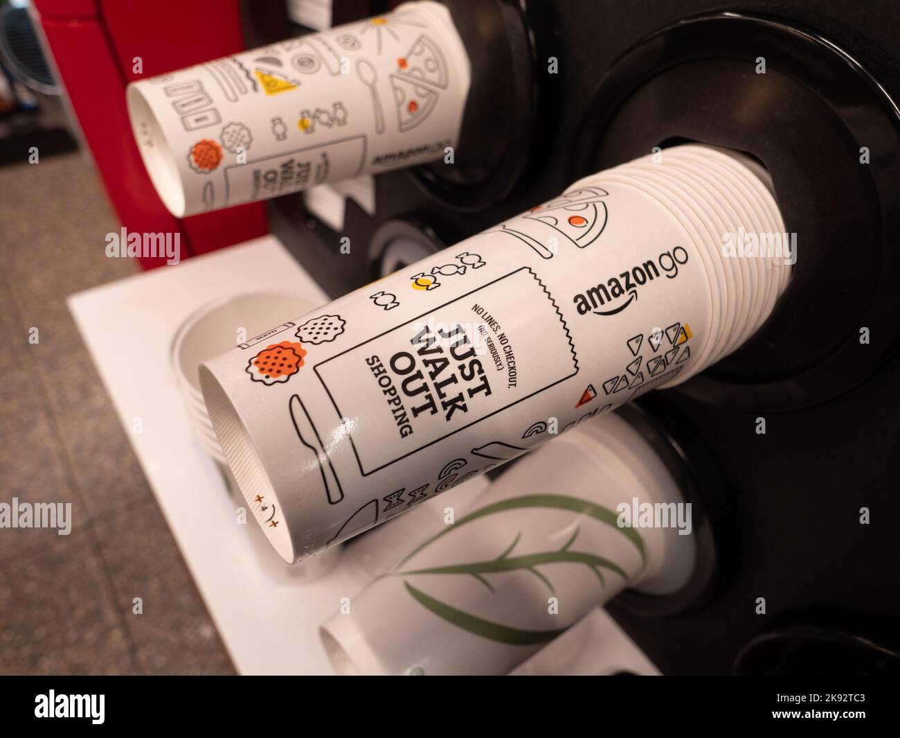 Drink cups at the Amazon Go store in New York City. Photo by Francis ...