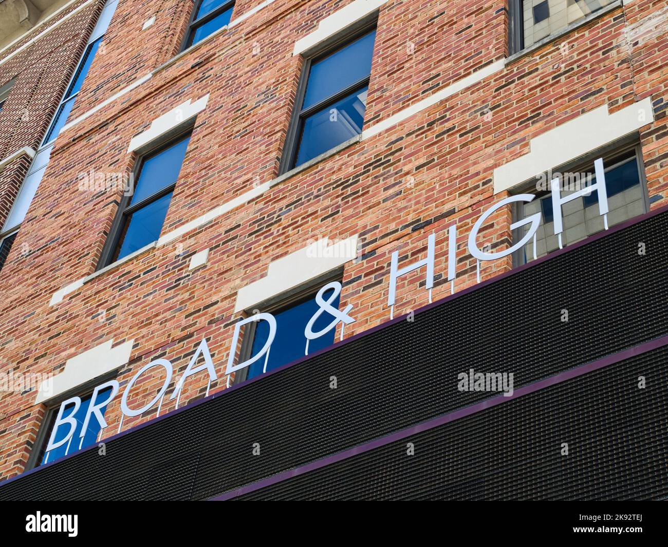 Broad and High sign in downtown Columbus Ohio USA 2022 Stock Photo - Alamy