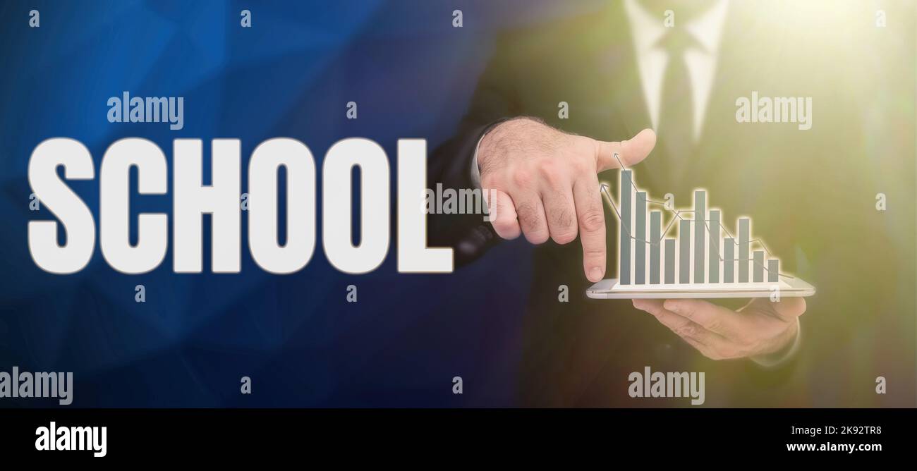 Text sign showing School. Business approach designed to provide ...