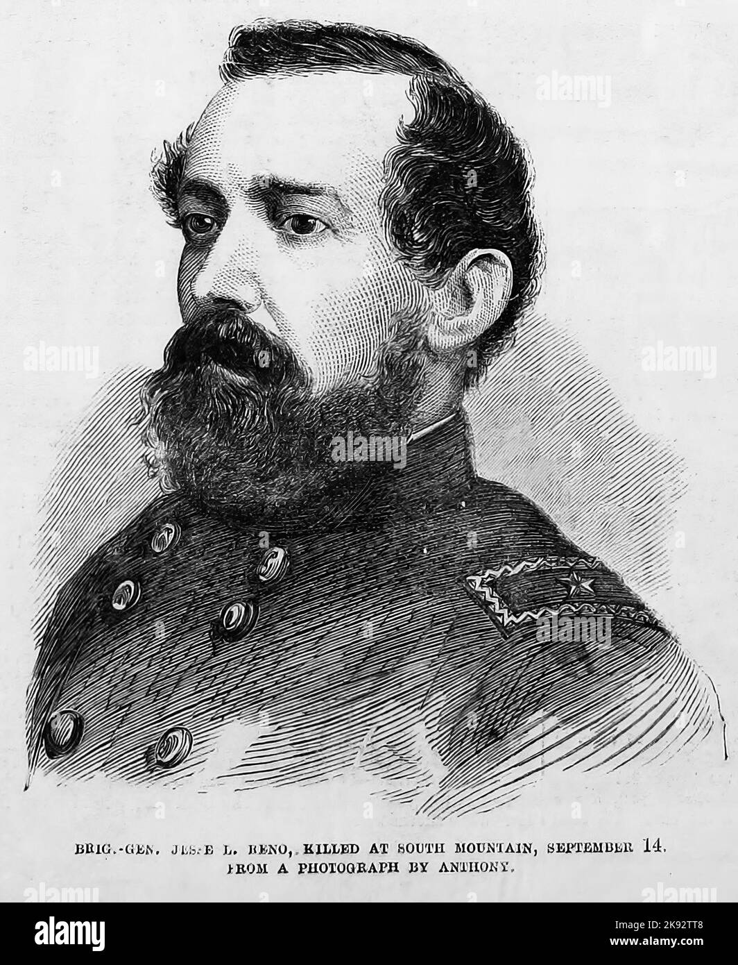 Portrait of General Jesse Lee Reno, killed at South Mountain, September ...