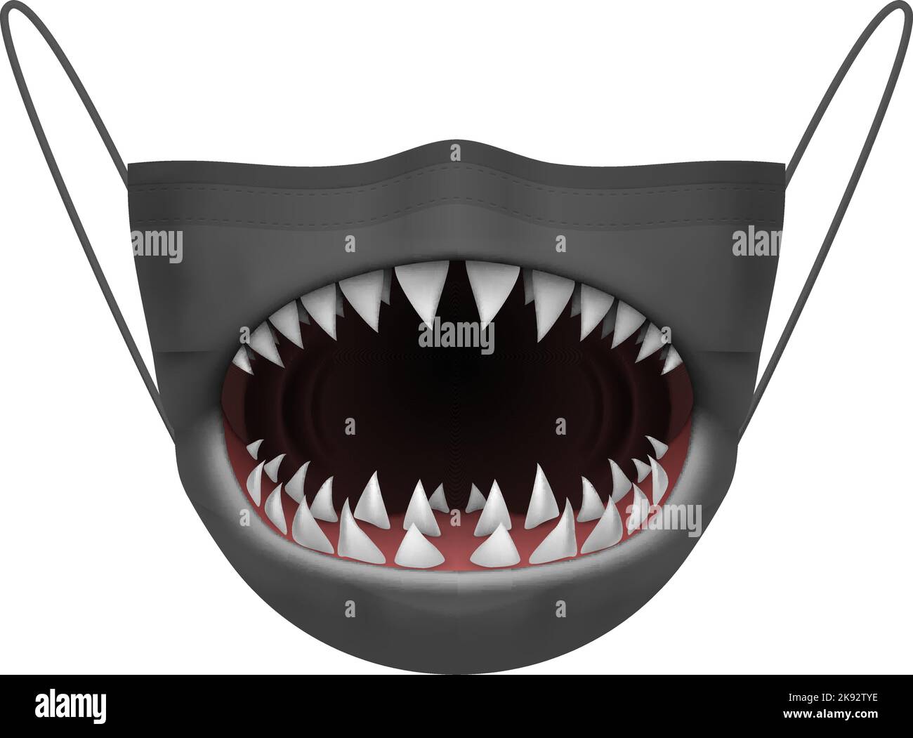 Face Protective Reusable Barrier Black Mask with a Shark Open Mouth ...