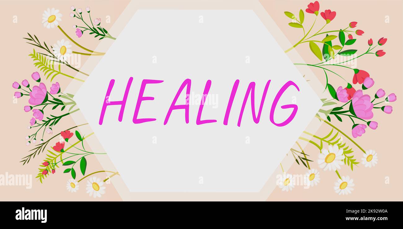 Text showing inspiration Healing. Word for process of the restoration ...