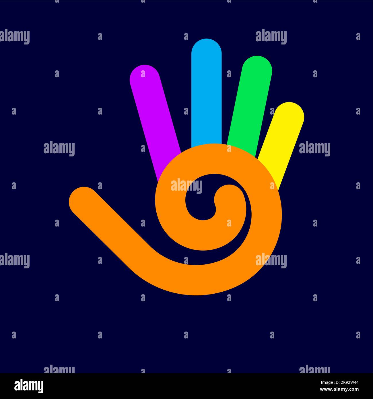 Illustration of Abstract Simple Colored Hand with Five Fingers, and ...