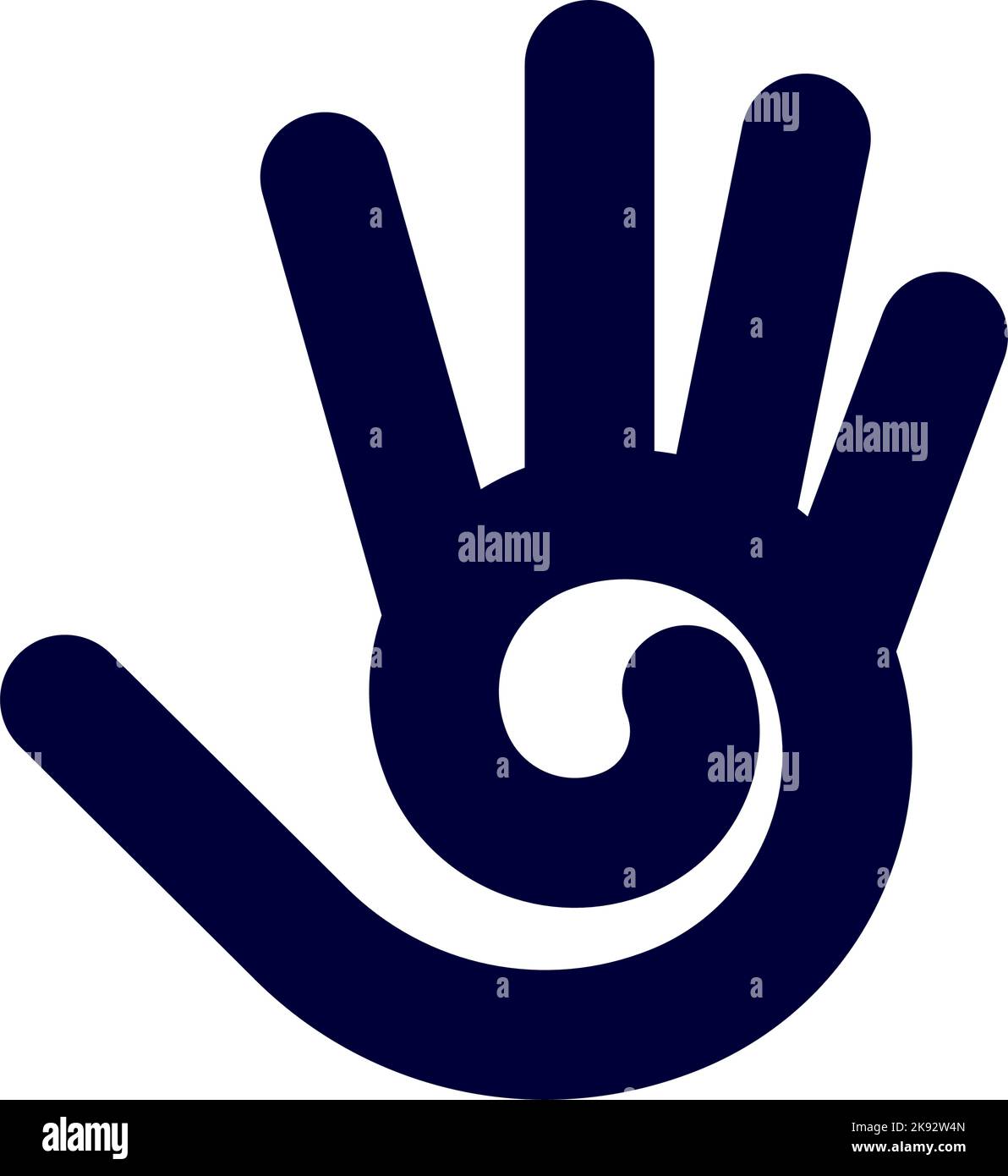 Illustration of Abstract Simple Hand with Five Fingers, and Spiral ...