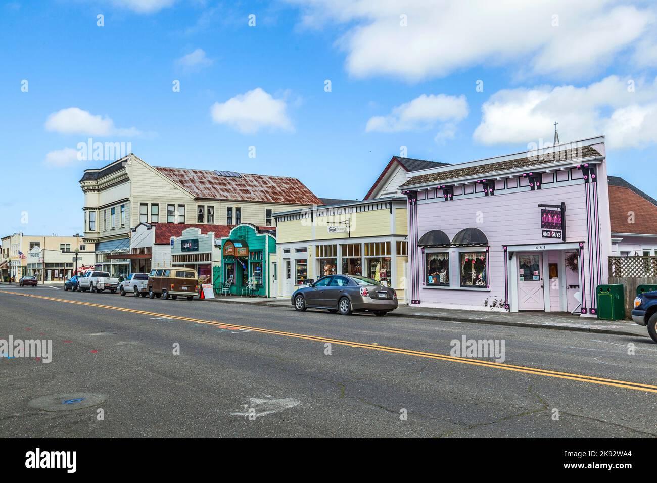 FERNDALE, USA, JUNE 18, 2012: Victorian storefronts in Ferndale, USA ...