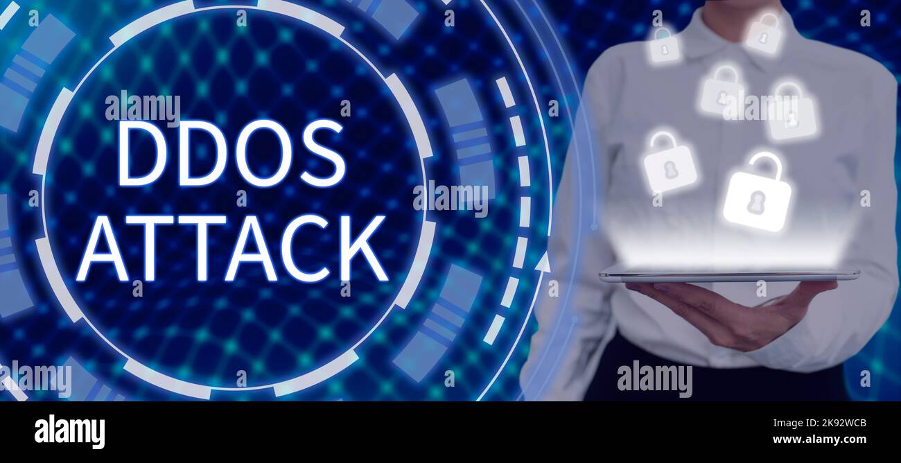 Inspiration showing sign Ddos Attack. Word Written on disturbed access to the normal server ...