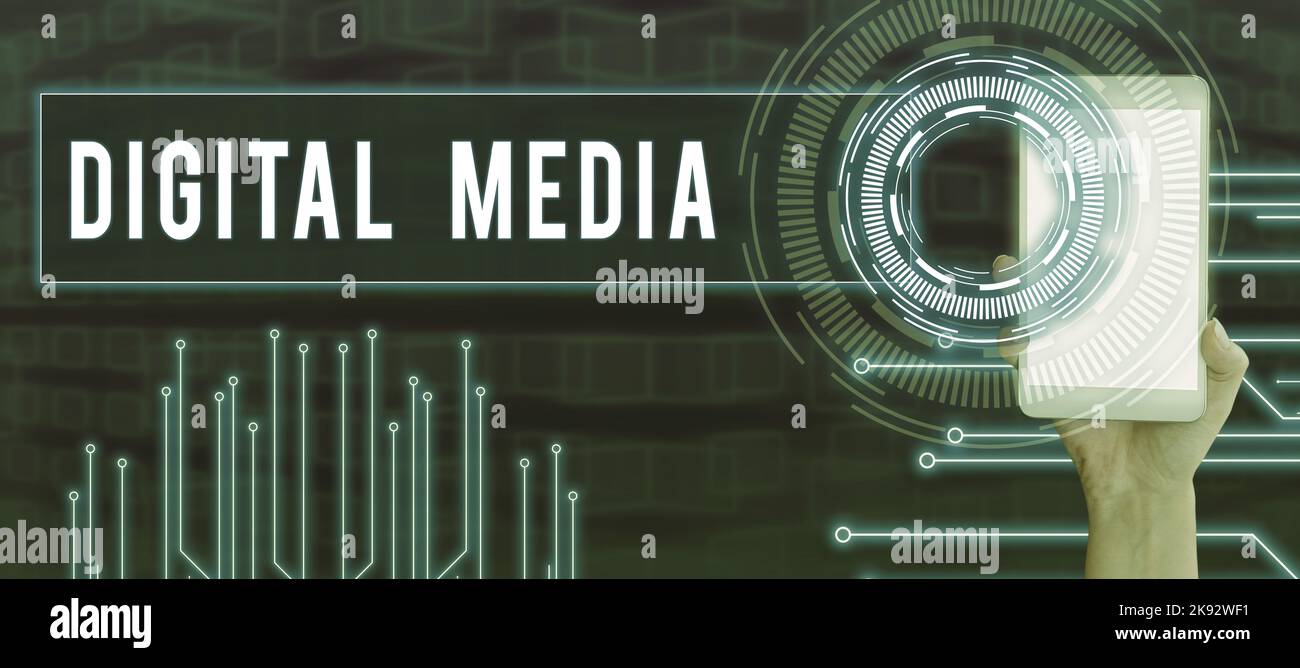 Text caption presenting Digital Media. Word for Accessing any digitized ...