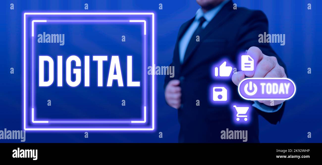 Sign displaying Digital. Business overview electronic technology that ...