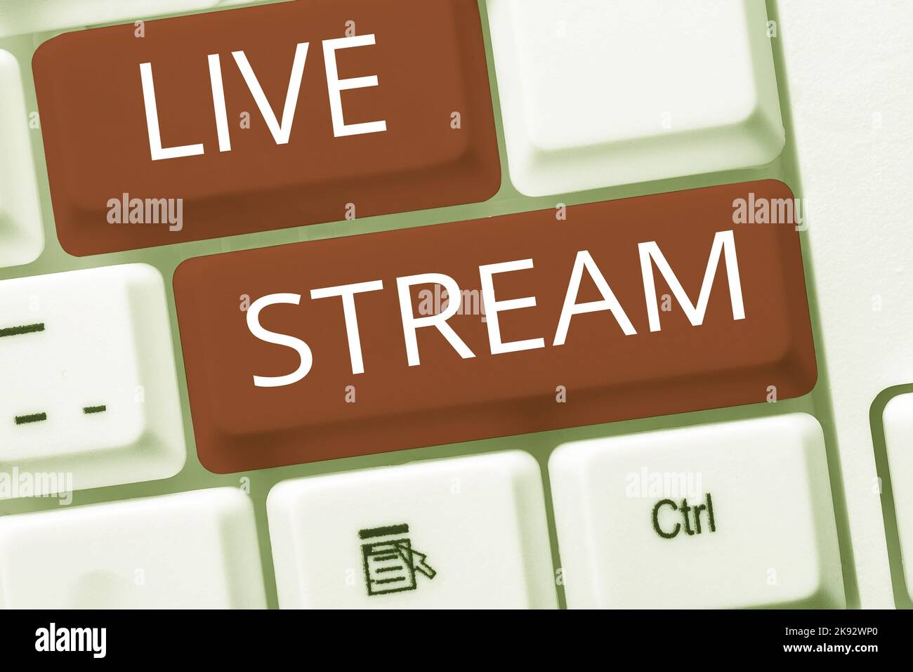 Text sign showing Live Stream. Word Written on to broadcast a video or ...