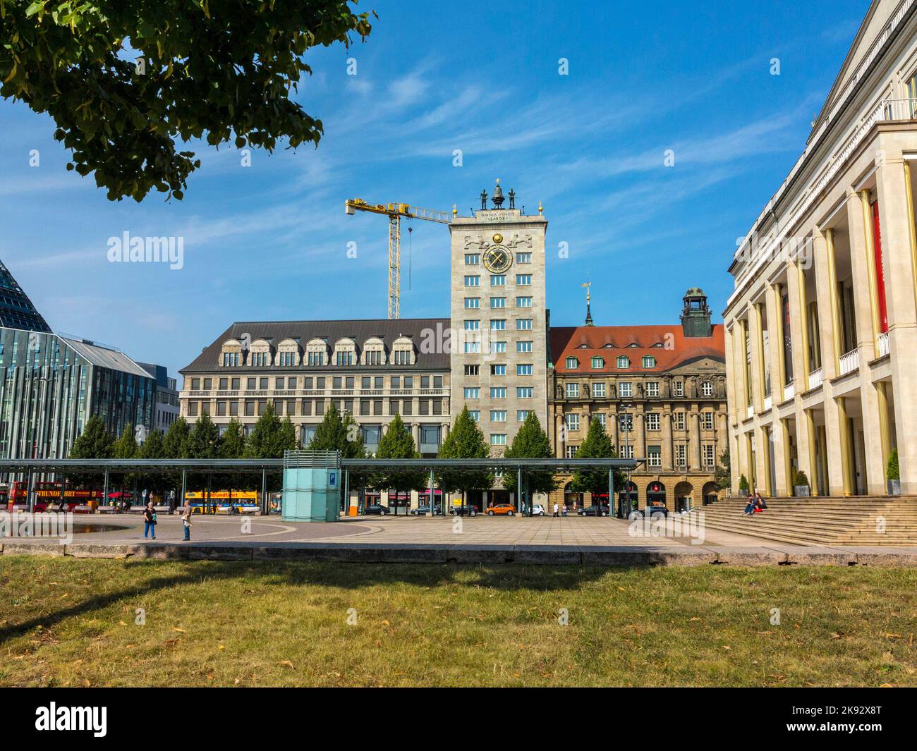 LEIPZIG, GERMANY - AUG 25, 2013: facade of famous Kroch skyscraper in ...