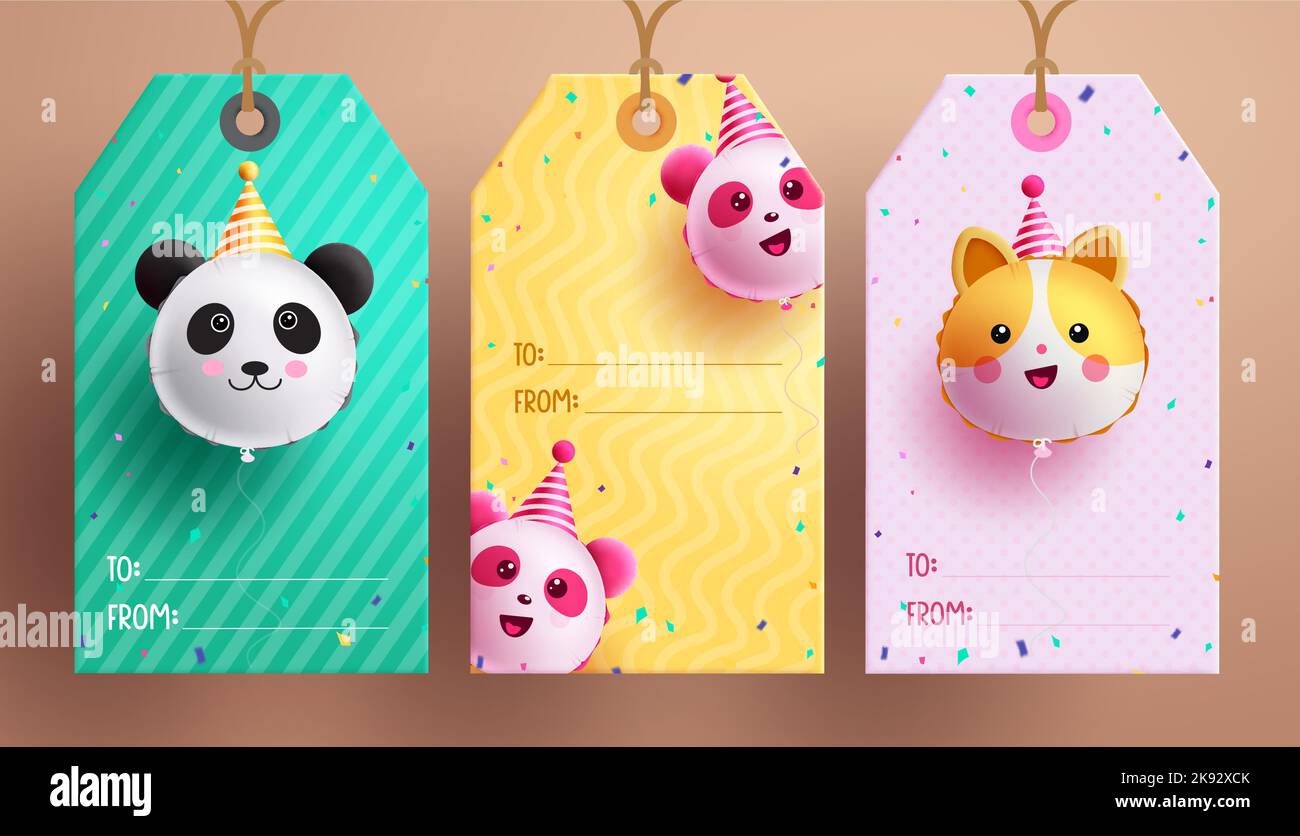 Birthday tags vector poster set design. Happy birthday gift tag lay out ...