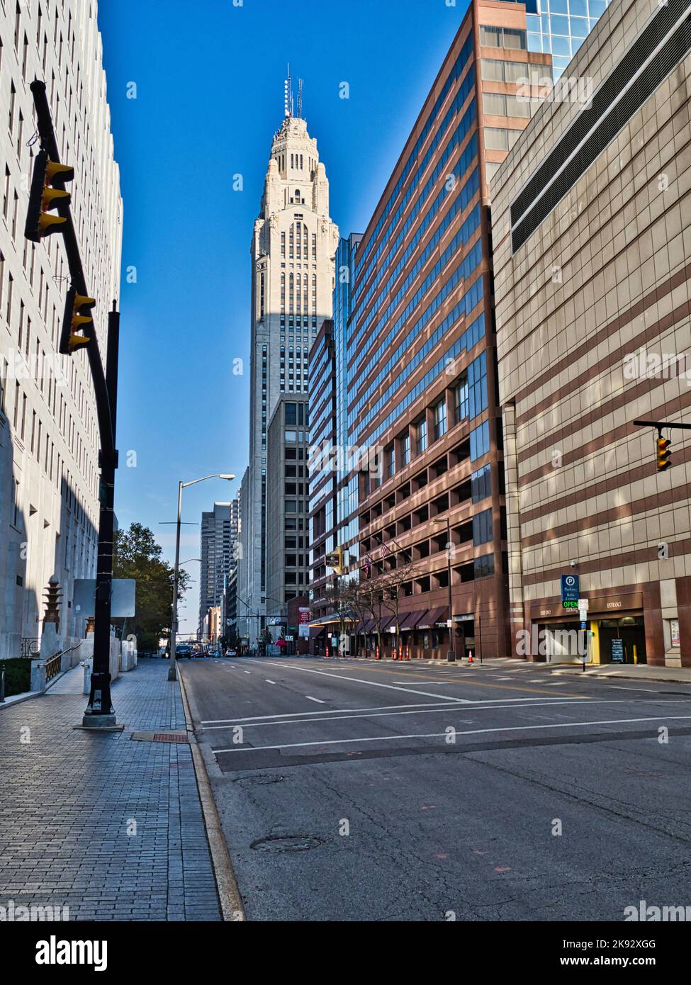 The LeVeque Tower as seen from Front St in downtown Columbus Ohio USA ...