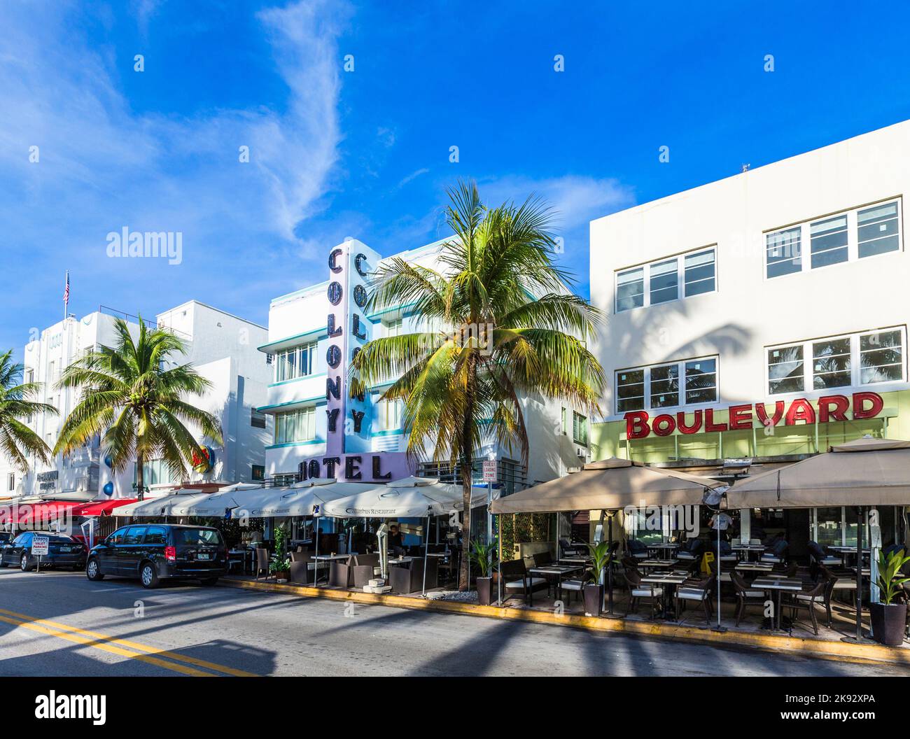 MIAMI, USA - AUG 20, 2014: The famous Ocean Drive Avenue in Miami Beach ...