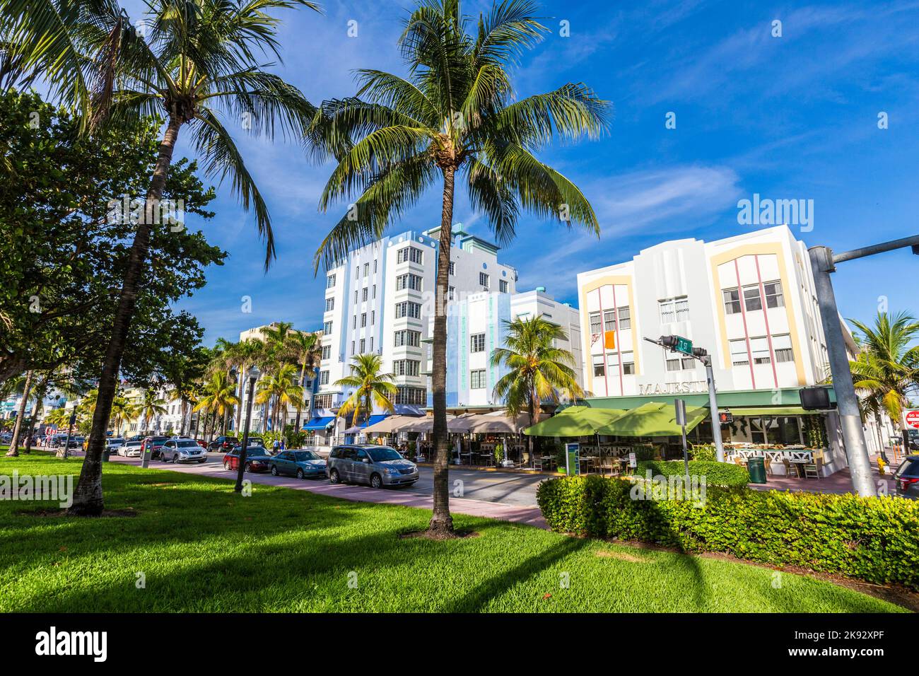 MIAMI, USA - AUG 20, 2014: Day view at Ocean drive in Miami, USA. Art ...