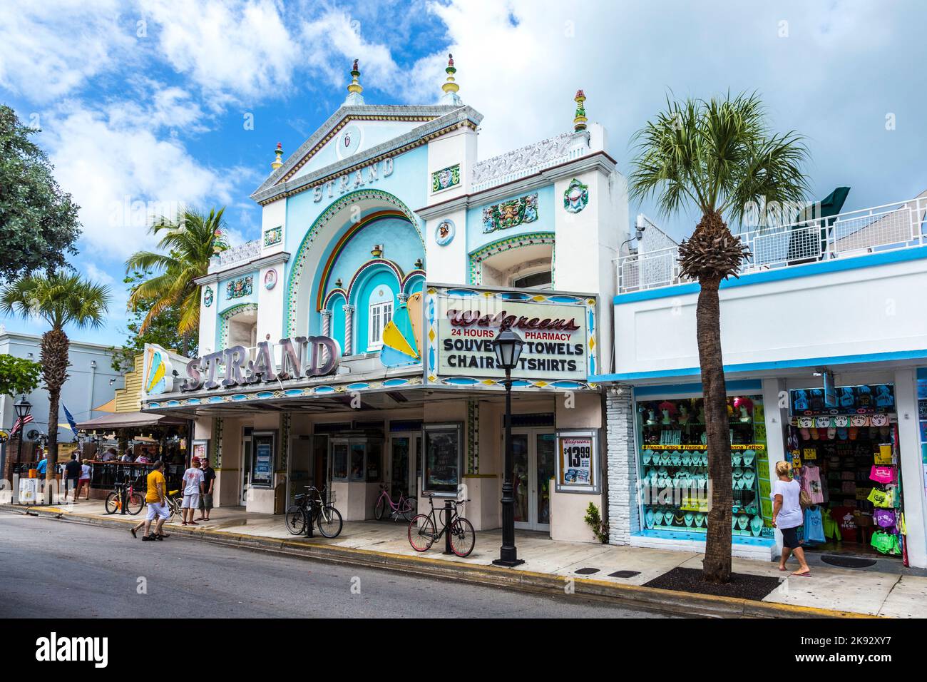 KEY WEST, USA - AUG 26, 2014: people at Key West cinema theater Strand ...
