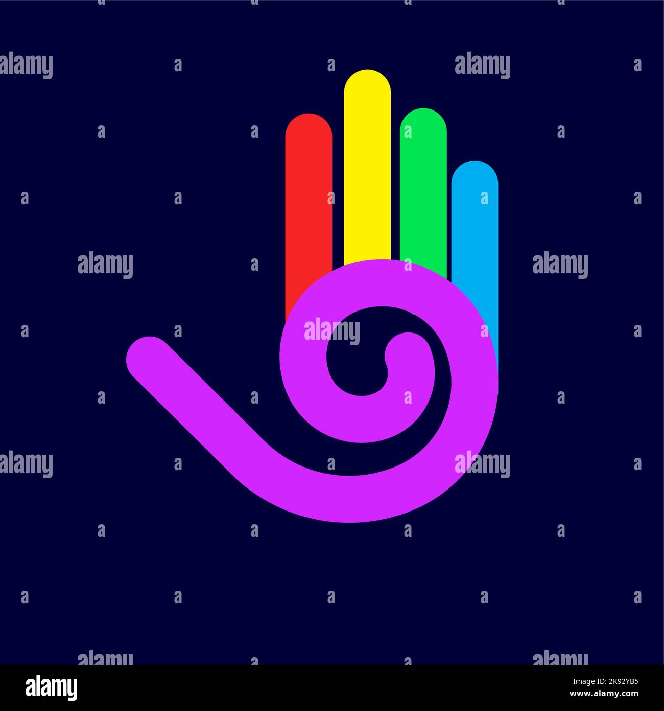 Illustration of Abstract Stylized Colored Hand with Five Fingers, and ...