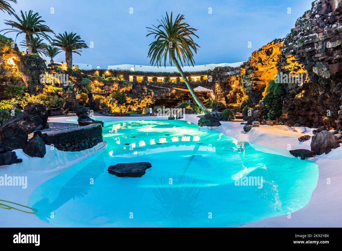 HARIA, SPAIN - NOV 13, 2014: swimming pool at Jameos del Agua in Haria ...