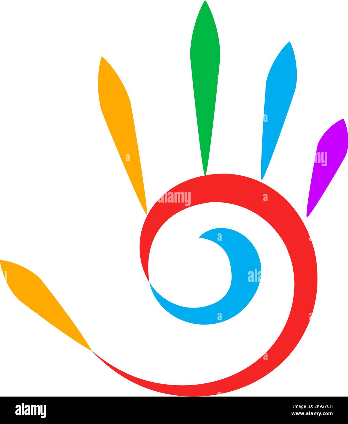 Illustration of Abstract Simple Colored Hand with Five Fingers, and ...