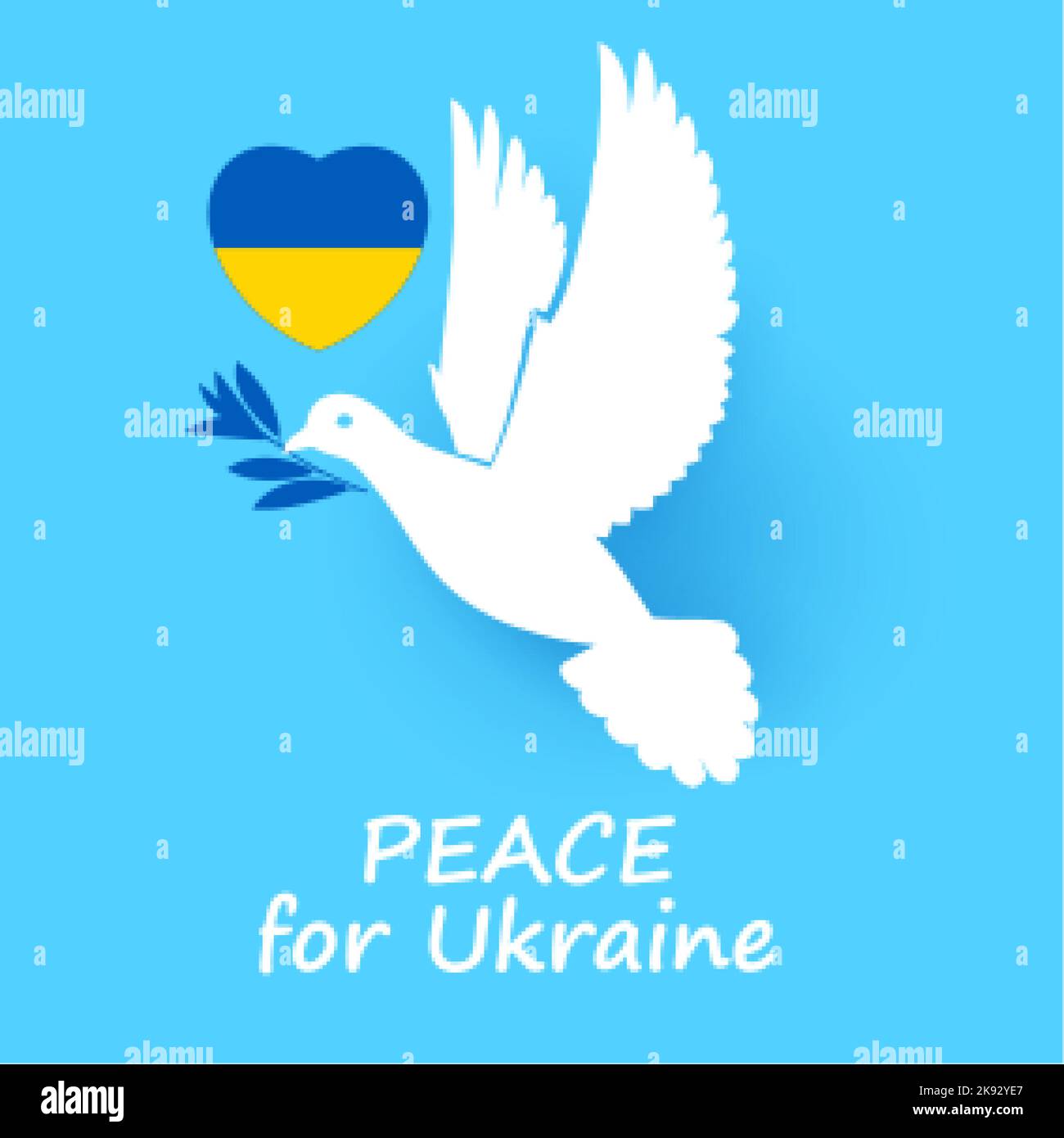 White Dove of Peace Flying with an Olive Branch, and Ukraine Flag in ...
