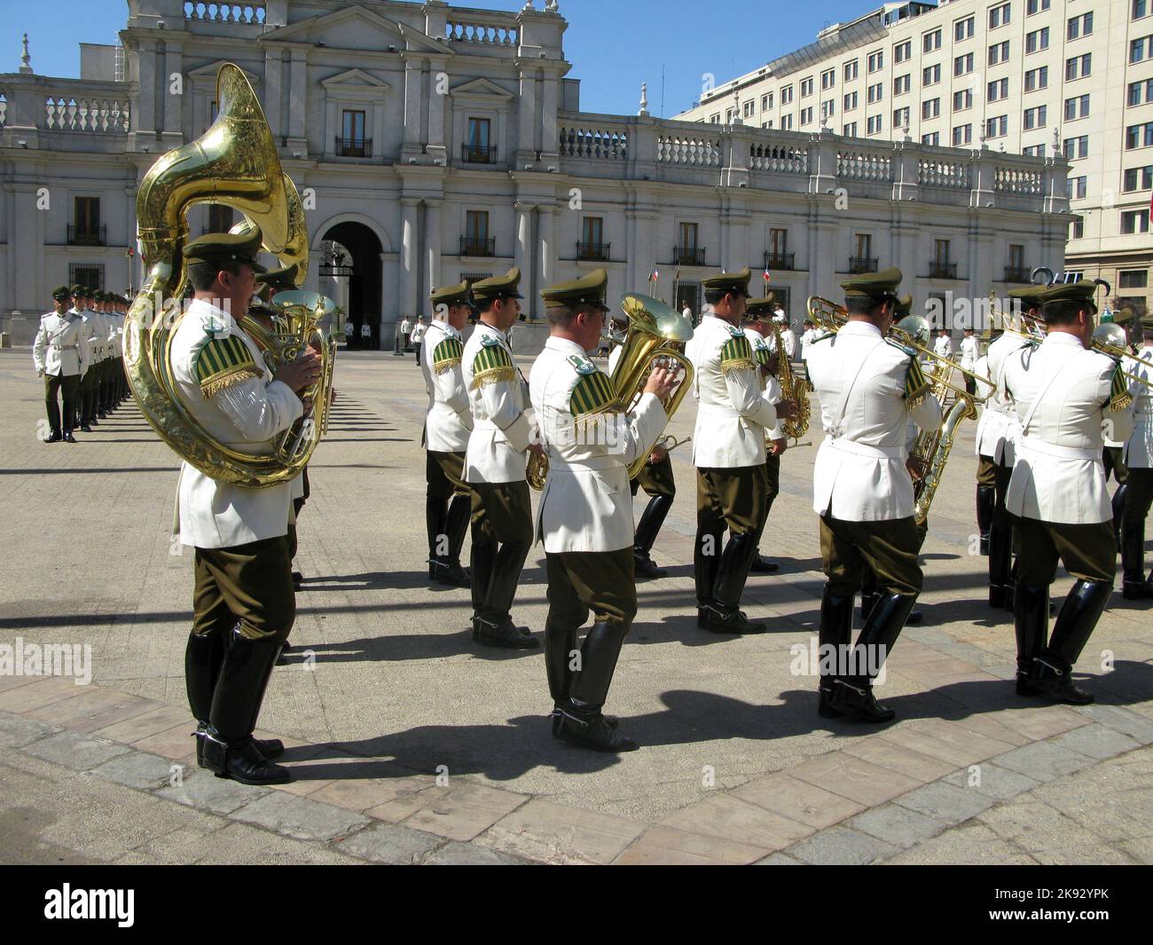 SANTIAGO, CHILE - JAN 25, 2015: ceremonial changing of the guard at ...
