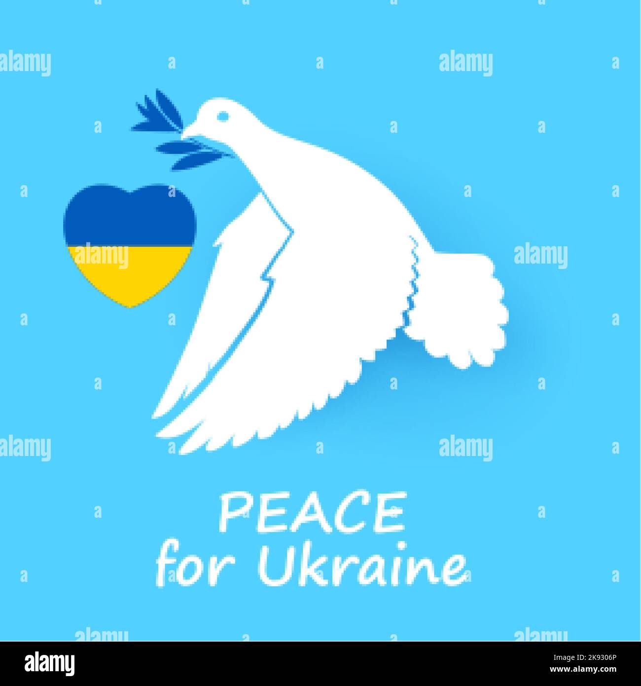 White Dove of Peace Flying with an Olive Branch, and Ukraine Flag in ...