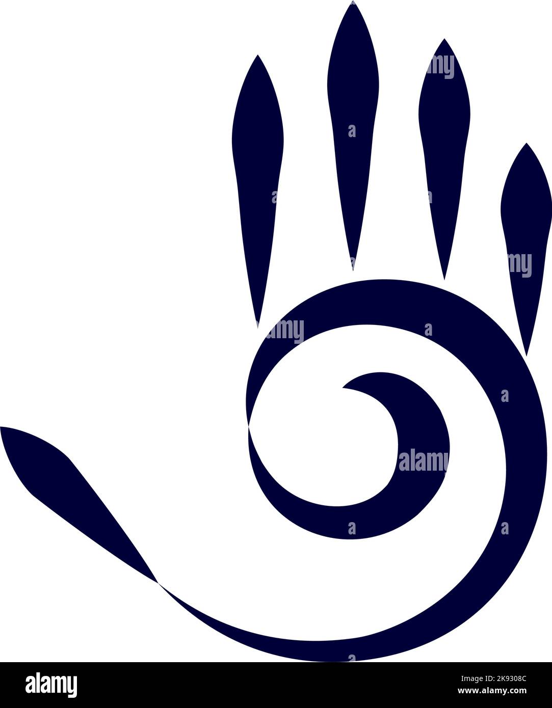 Illustration of Abstract Hand with Five Fingers, and Spiral Design ...