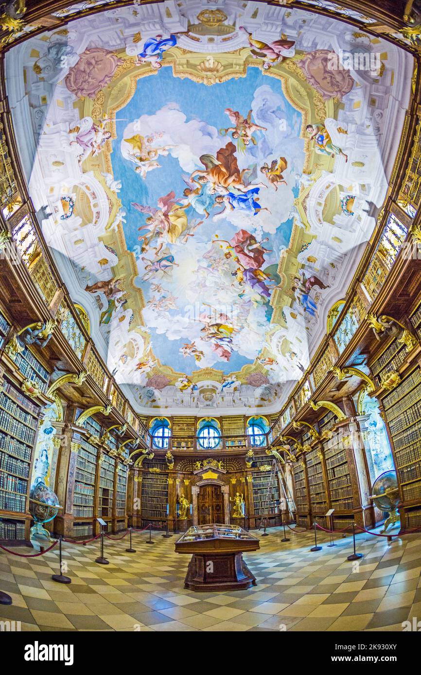 MELK, AUSTRIA - APRIL 23, 2015: The luxurious interior of the Library ...