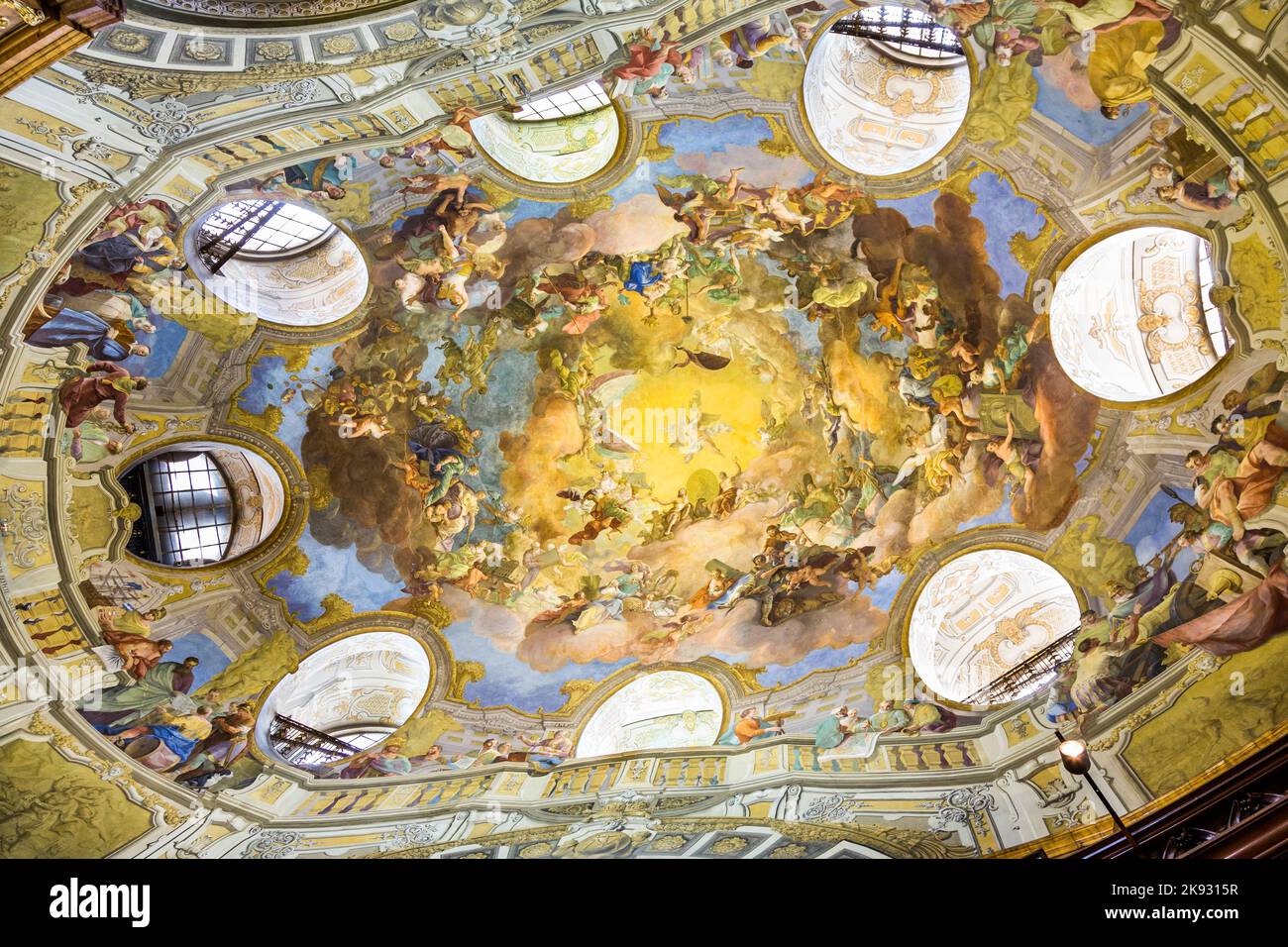 VIENNA, AUSTRIA - APR 24, 2015: ceiling of the beautiful Austrian ...
