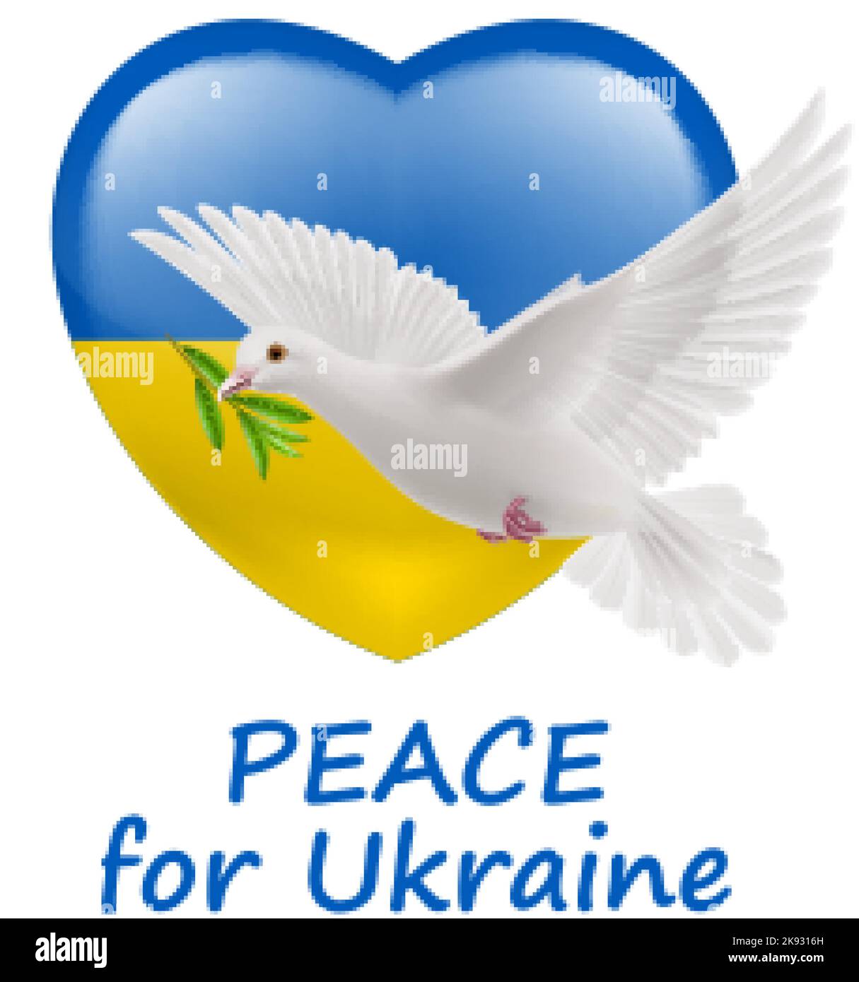 White Dove of Peace Flying with a Green Olive Branch, and Ukraine Flag ...
