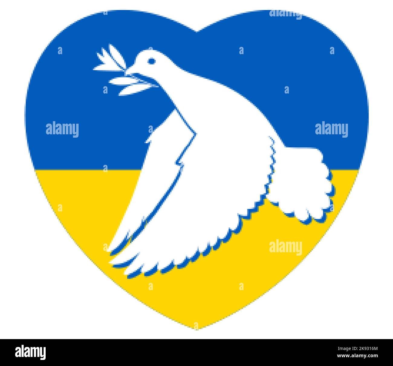 White Dove of Peace Flying with a Branch on the Background of the ...