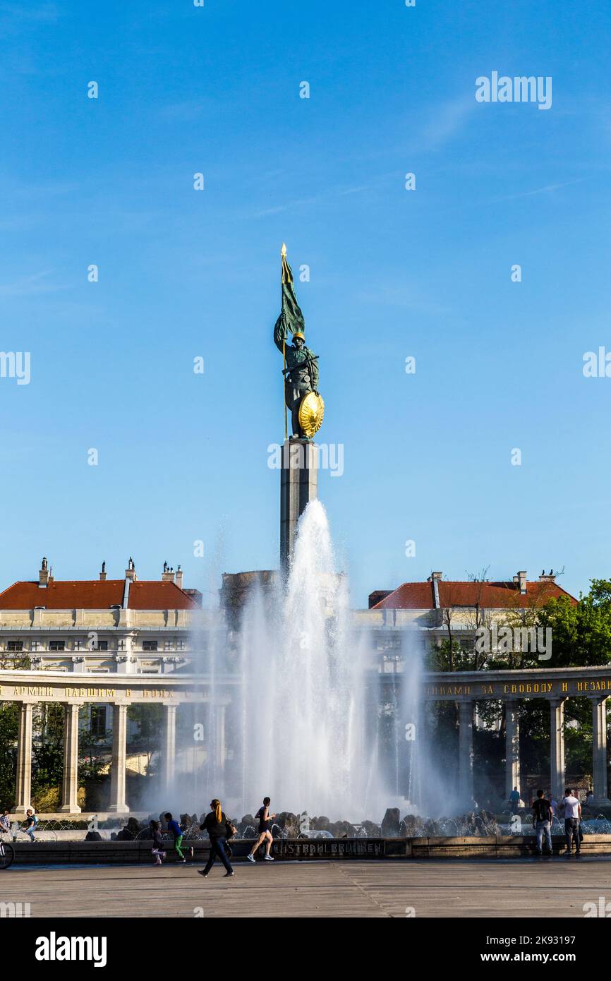VIENNA, AUSTRIA - APR 25 2015: people at Soviet War Memorial in Vienna ...